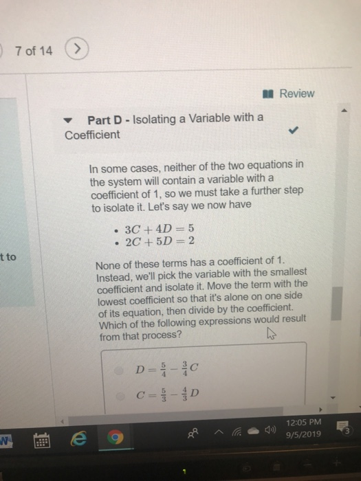 Review Previous Answers Correct Part E Solving For