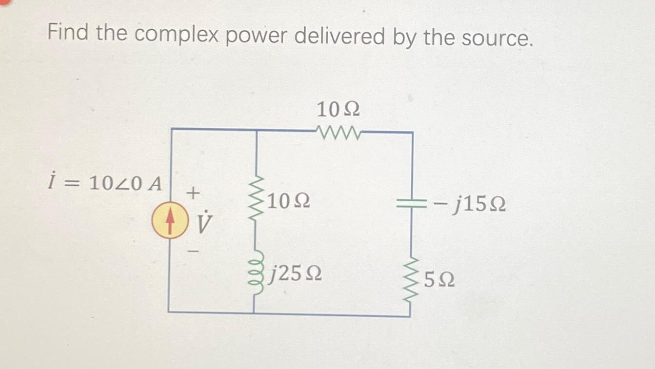 Find the complex power delivered by the source. | Chegg.com