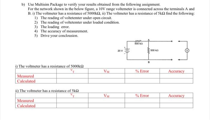 Solved b) Use Multisim Package to verify your results | Chegg.com