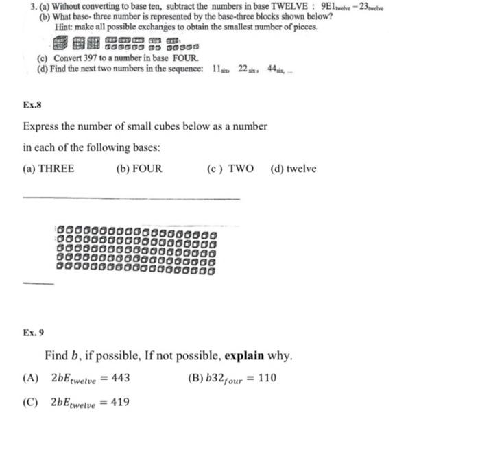 Solved 3. (a) Without converting to base ten, subtract the | Chegg.com