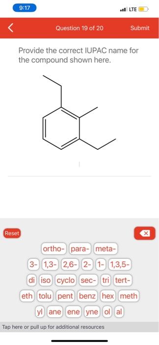Solved Provide the correct IUPAC name for the compound shown | Chegg.com
