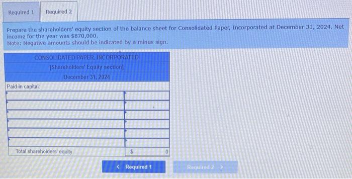 Solved The balance sheet of Consolidated Paper, | Chegg.com