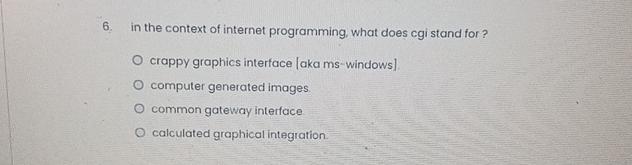 Solved in the context of internet programming, what does cgi | Chegg.com