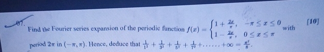 Solved Ot ﻿find The Fourier Series Expansion Of The