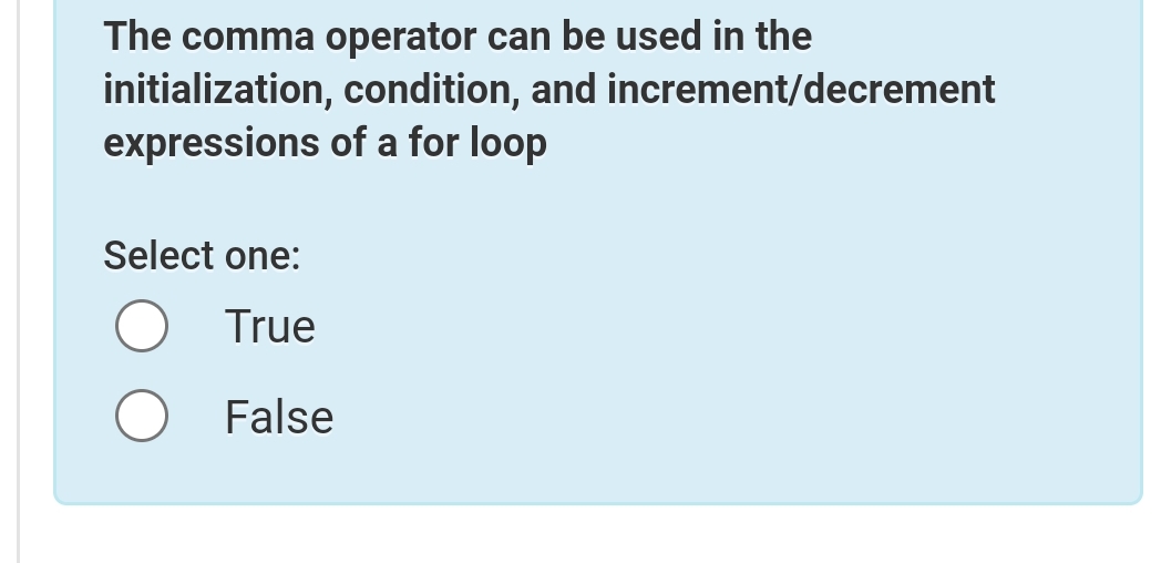 Solved The comma operator can be used in the initialization, | Chegg.com