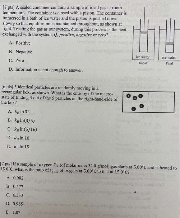 Solved a sealed container contains a sample of ideal gas at | Chegg.com