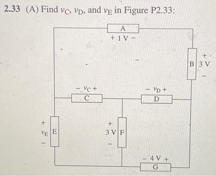 Solved 2.33 (A) Find vC,vD, and vE in Figure P2.33: | Chegg.com