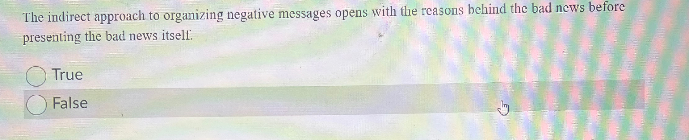 Solved The indirect approach to organizing negative messages | Chegg.com