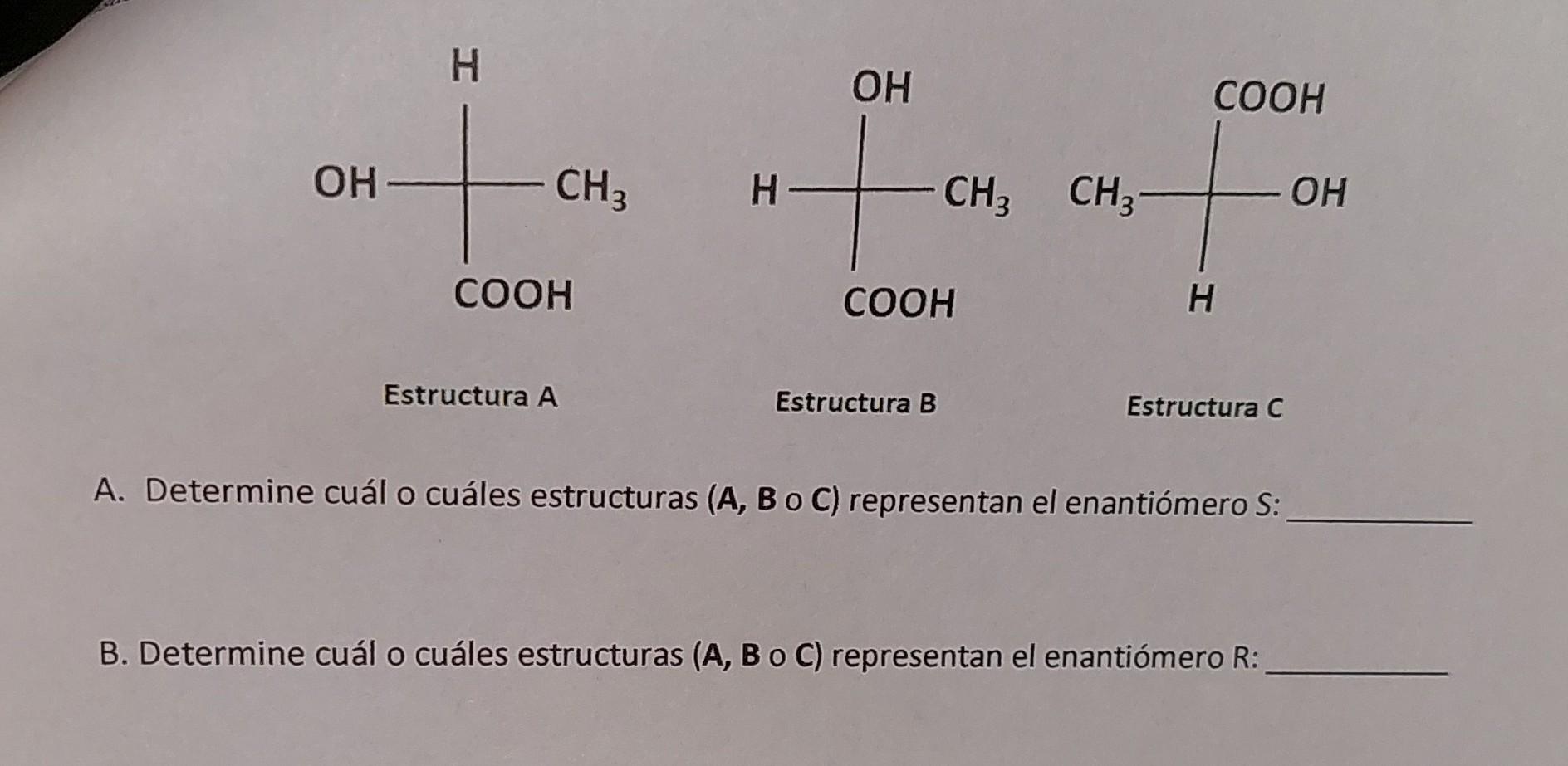 Solved ОН Н CH3 COOH Estructura A H ОН CH 3 | Chegg.com
