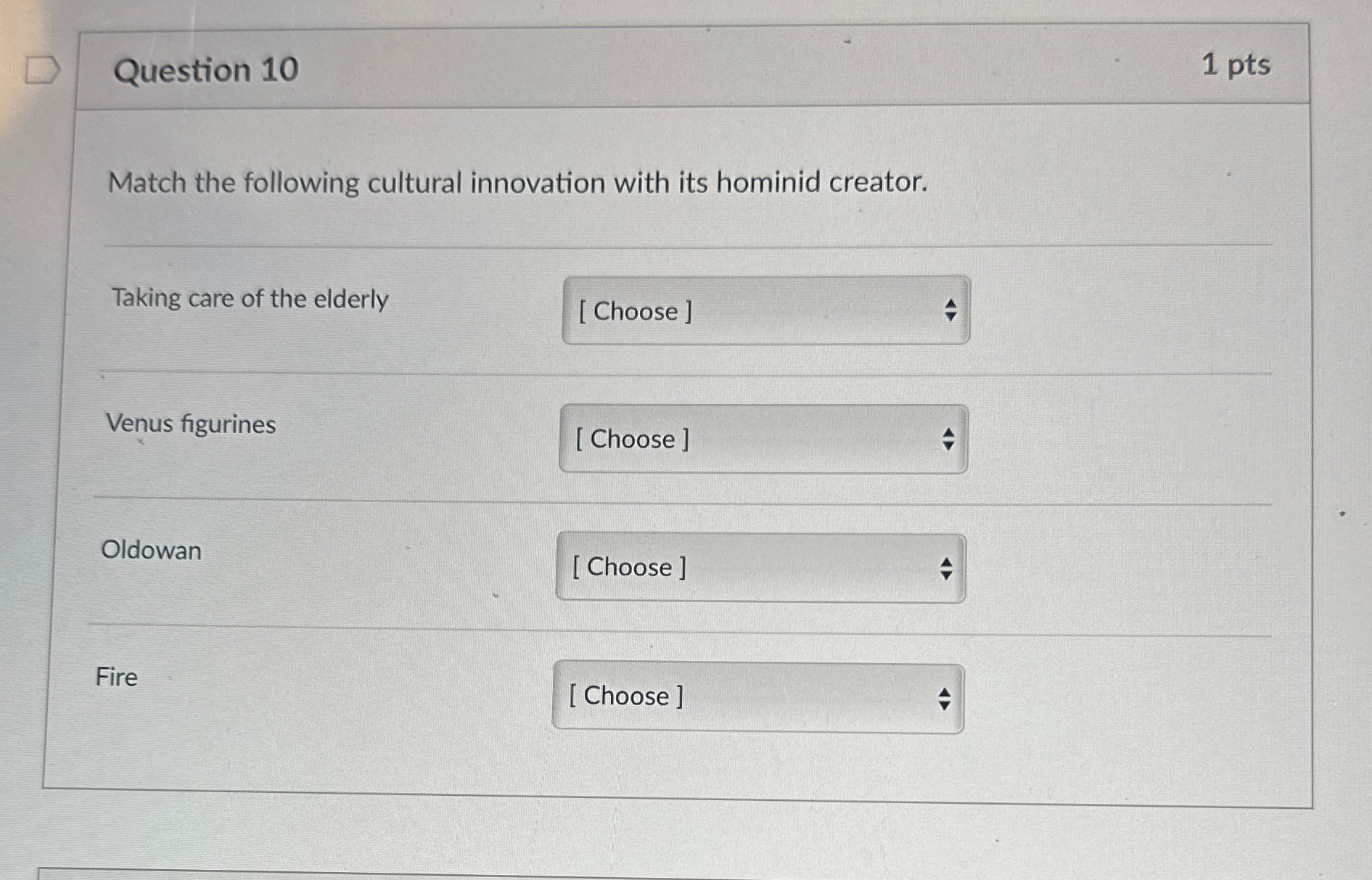 Solved Question 101 ﻿ptsMatch the following cultural | Chegg.com