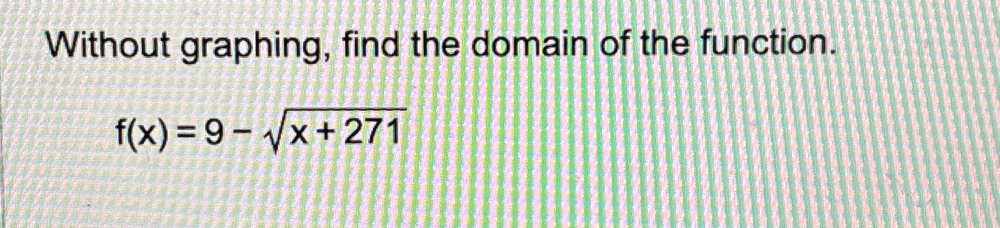 Solved Without graphing, find the domain of the | Chegg.com