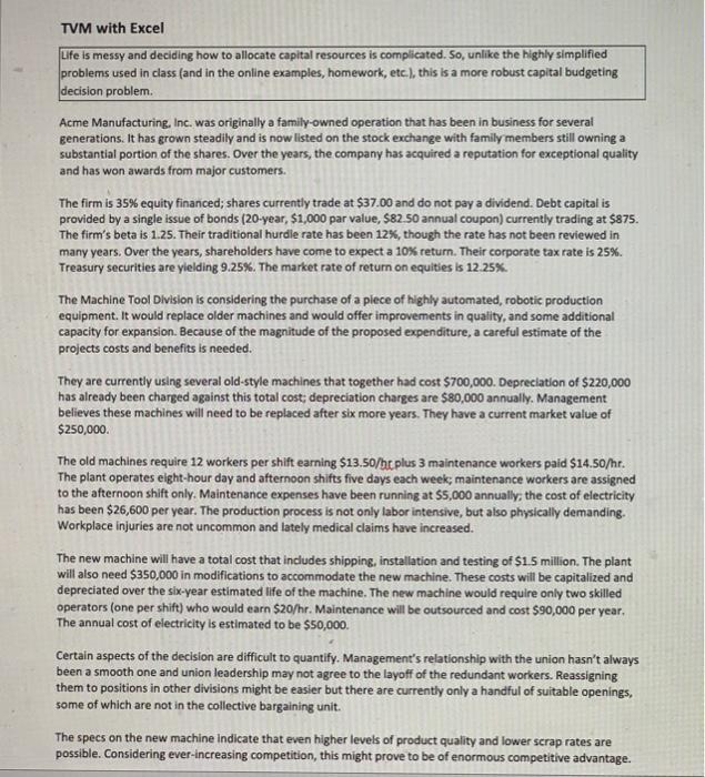 Solved TVM with Excel Life is messy and deciding how to | Chegg.com