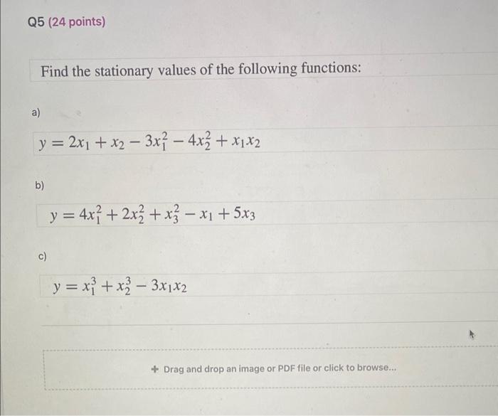 Solved Find the stationary values of the following | Chegg.com