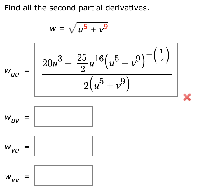 Solved Find all the second partial | Chegg.com