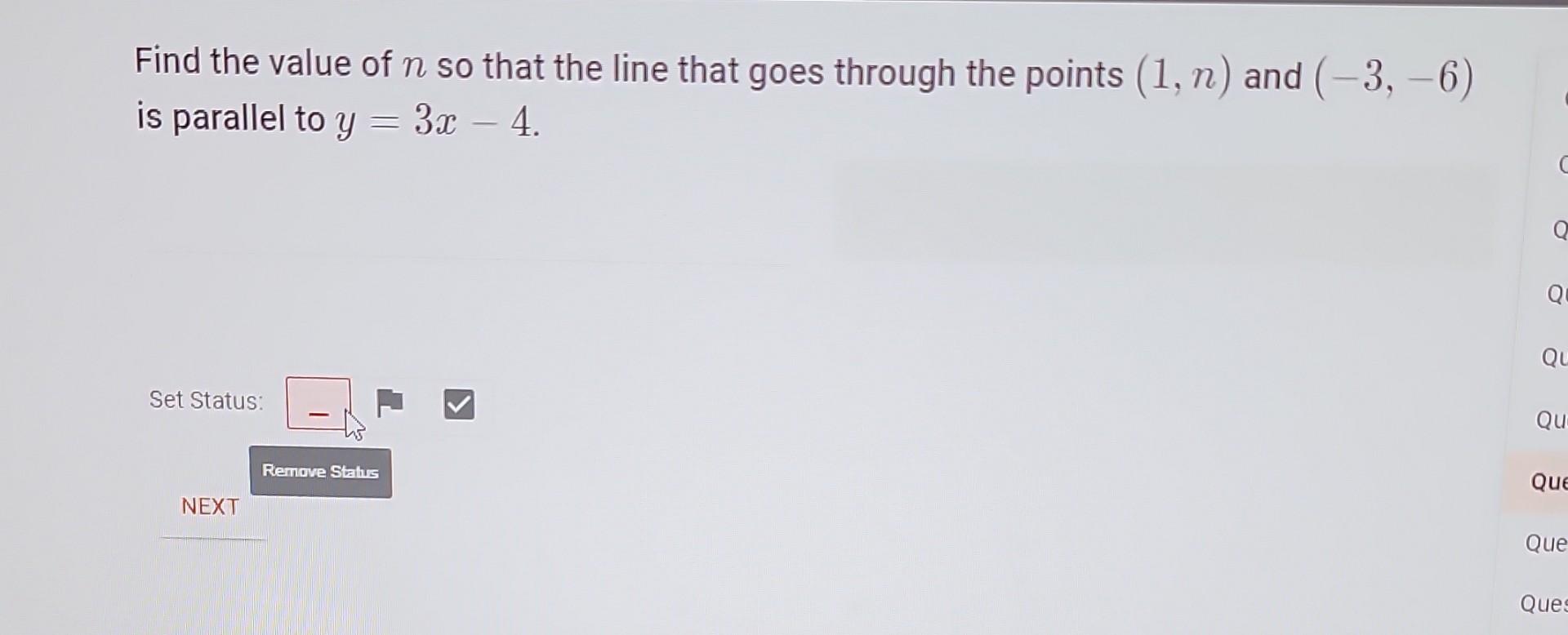 Solved Find the value of n so that the line that goes | Chegg.com