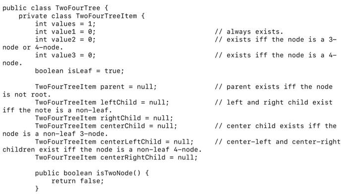 Solved public class TwoFourTree \{ private class | Chegg.com