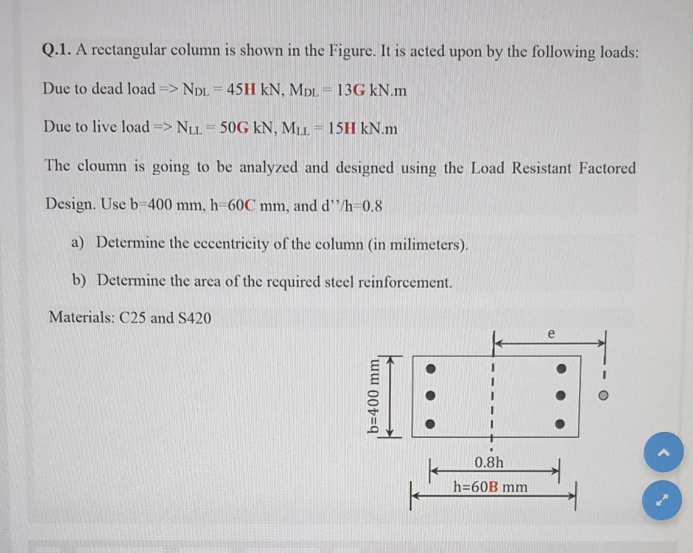 Solved Q.1. A rectangular column is shown in the Figure. It | Chegg.com