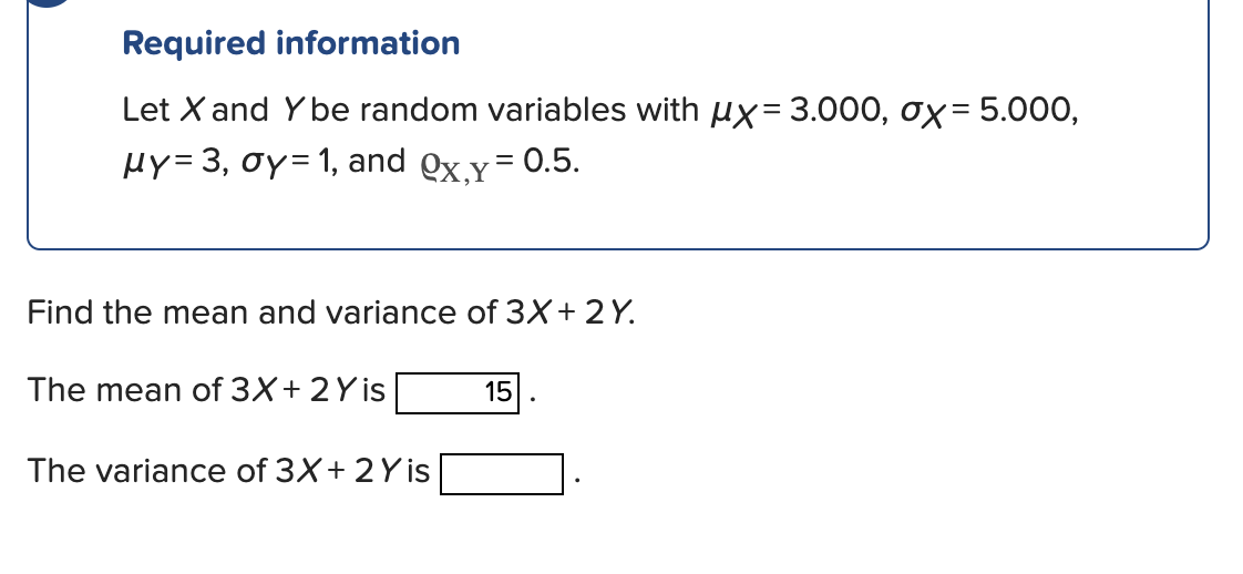 Solved Required informationLet x ﻿and Y ﻿be random variables | Chegg.com