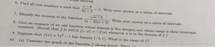 Solved 6. Find all real numbers x such that 3x+2x−6