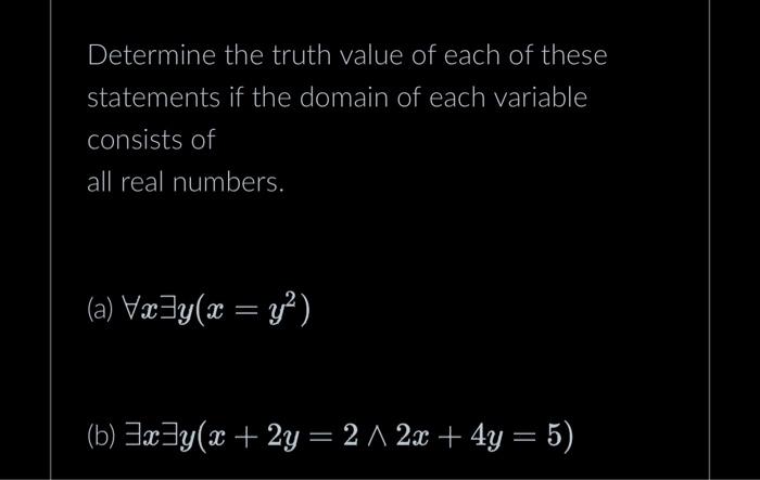 Solved Determine the truth value of each of these statements | Chegg.com