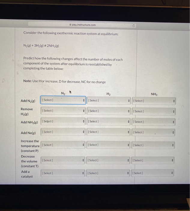 Solved psu.Instructure.com Consider the following exothermic | Chegg.com