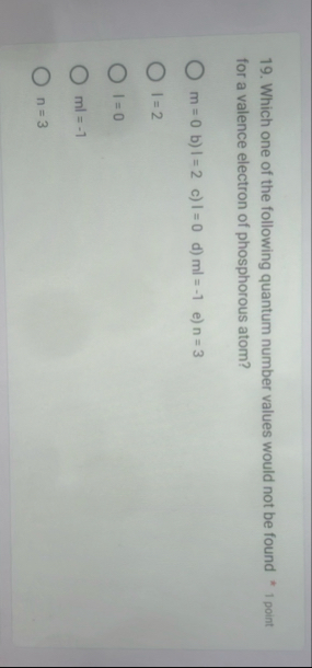 Solved Which one of the following quantum number values | Chegg.com