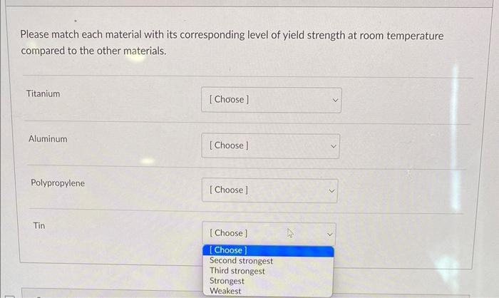 Solved Please match each material with its corresponding | Chegg.com