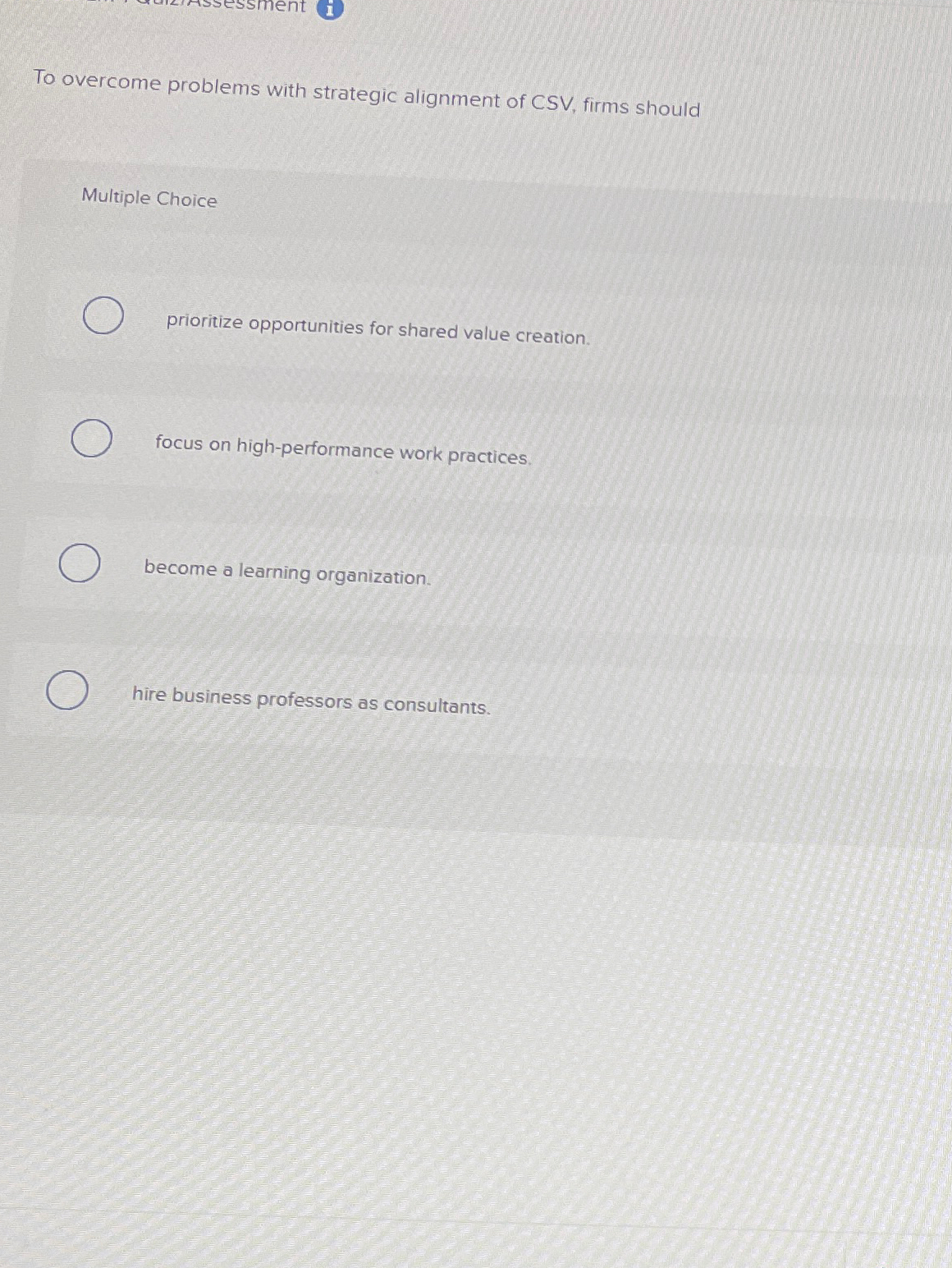 Solved To overcome problems with strategic alignment of CSV, | Chegg.com