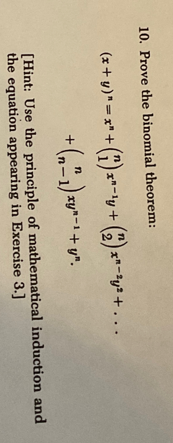 Solved Prove the binomial theorem:])([1])([2])([n-1[Hint: | Chegg.com
