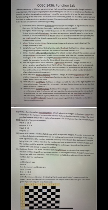 Solved COSC 1436: Function Lab t ion There we r e afferent | Chegg.com