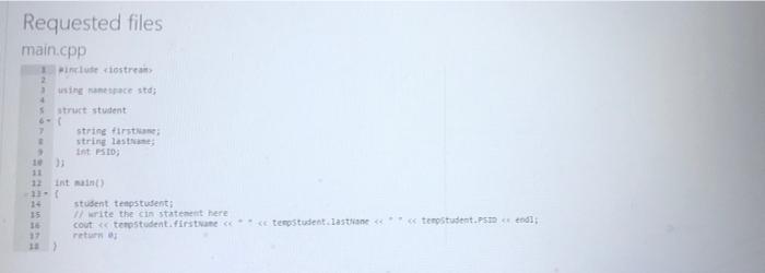 Solved Sample Run: Requested files main.cpp include 2 1 | Chegg.com