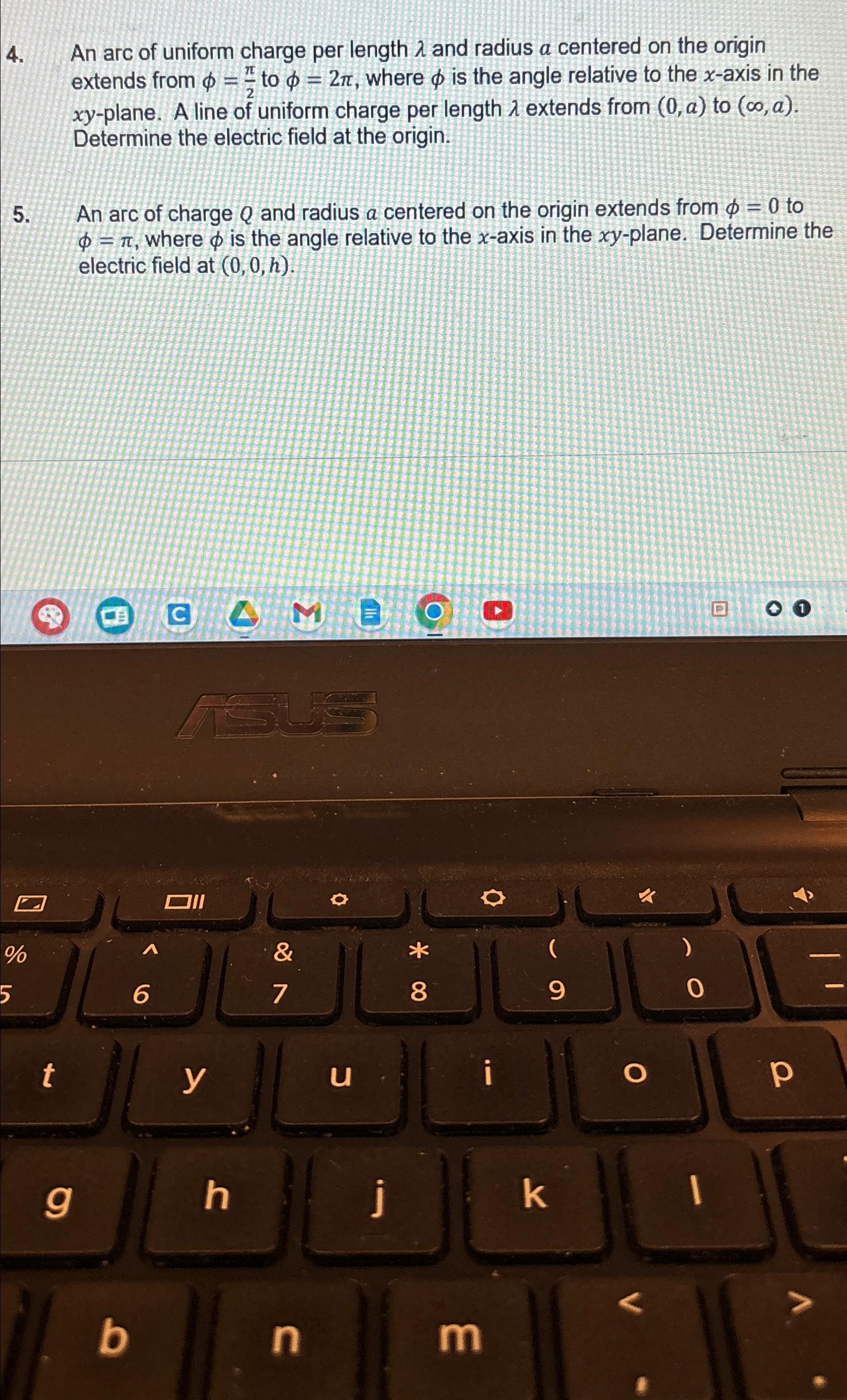 Solved An arc of uniform charge per length \\\\lambda and | Chegg.com