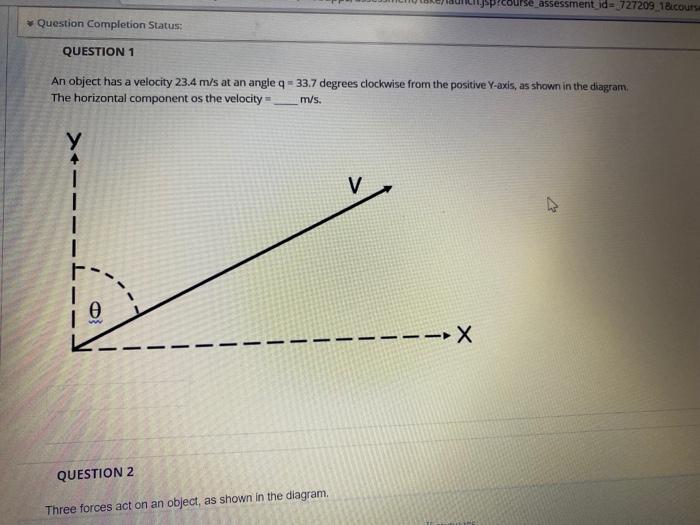 Solved Question 2 Three Forces Act On An Object As Shown In