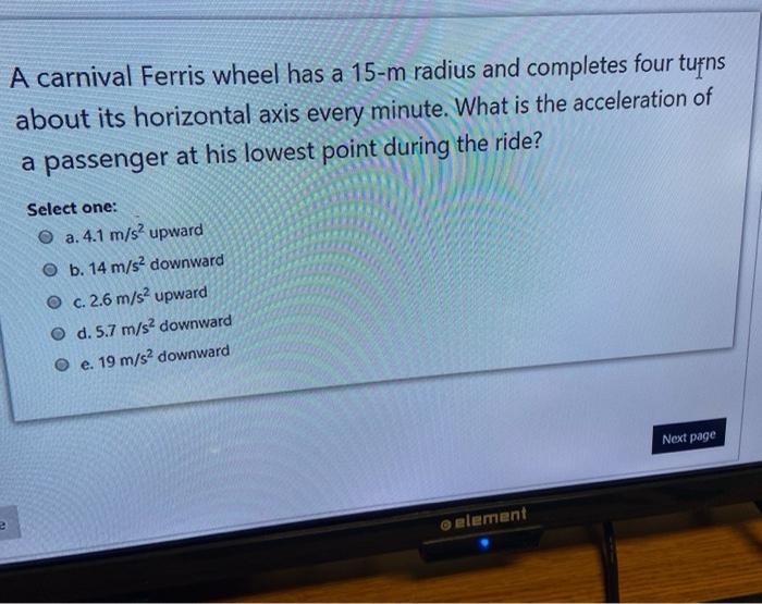Solved A carnival Ferris wheel has a 15-m radius and | Chegg.com