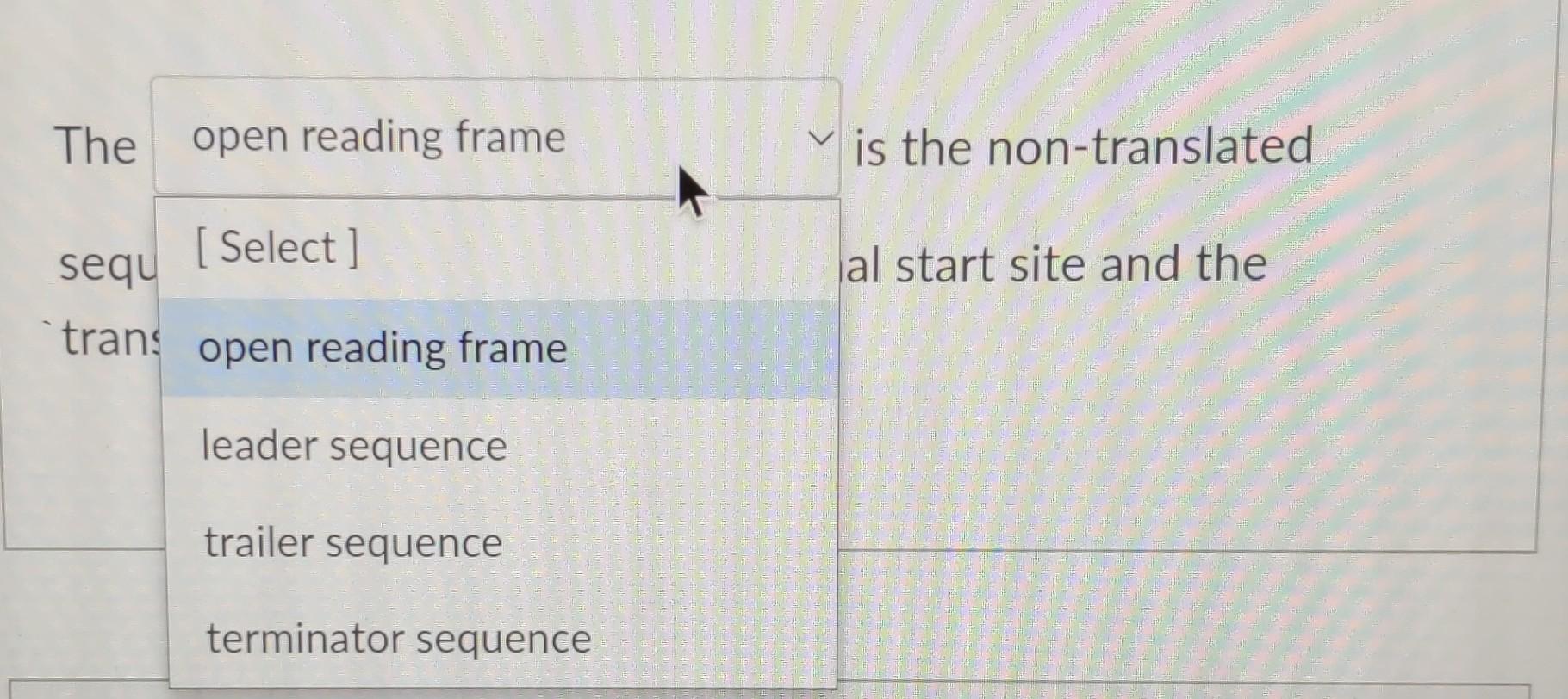 Solved The open reading frame is the non-translated sequ [ | Chegg.com
