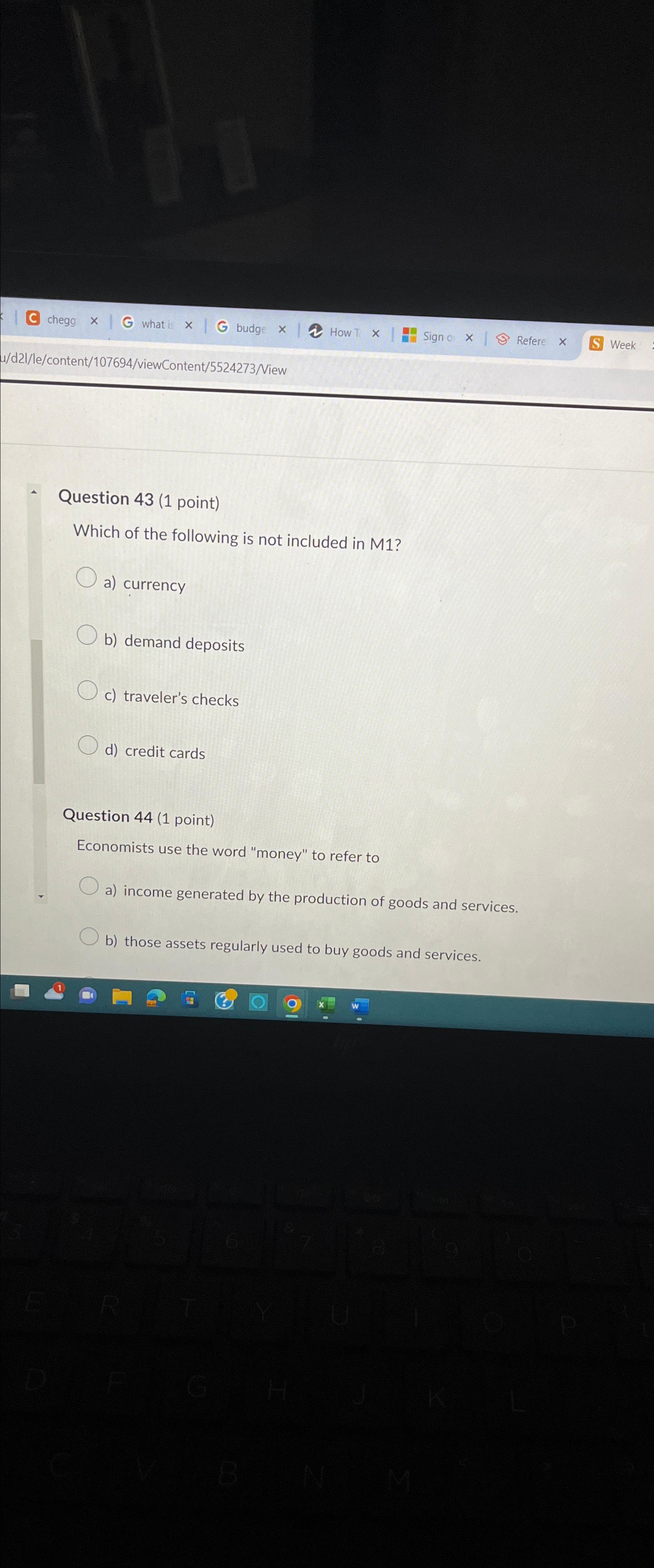Solved Question 43 (1 ﻿point)Which of the following is not | Chegg.com