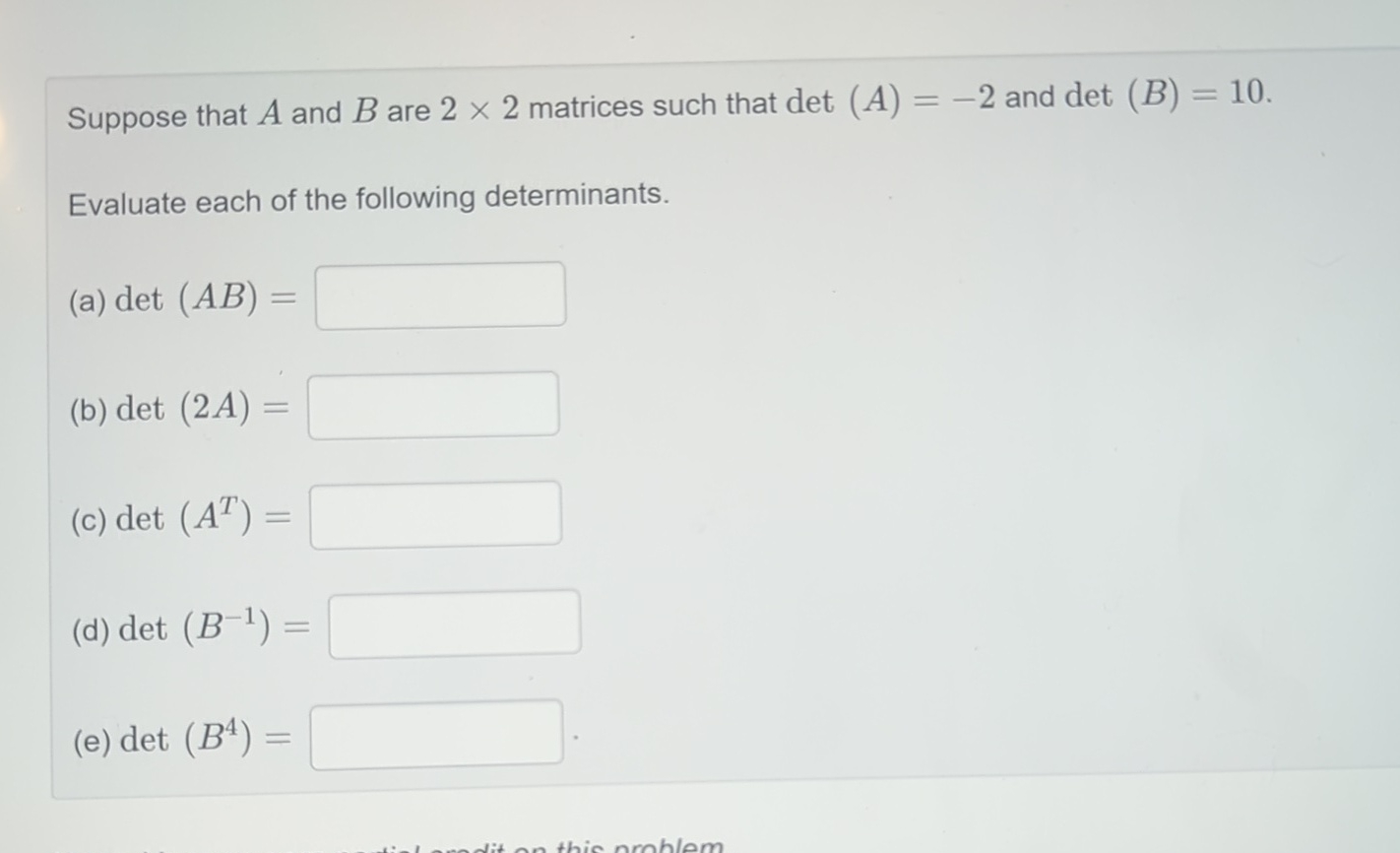 Solved Suppose that A and B ﻿are 2×2 ﻿matrices such that | Chegg.com