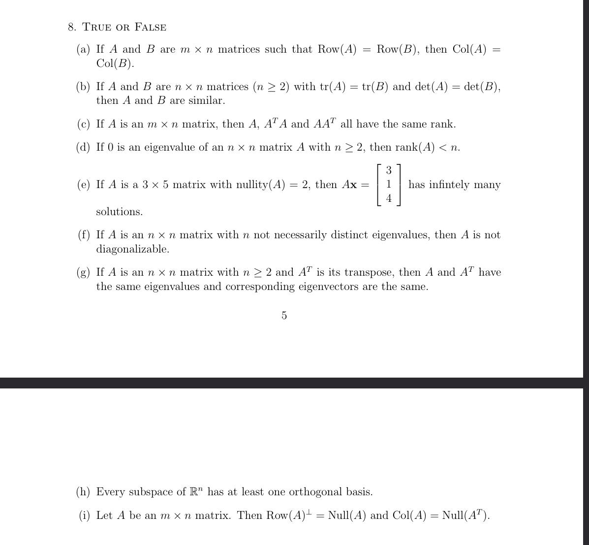 Solved TRue or False (please provide proof or counter | Chegg.com