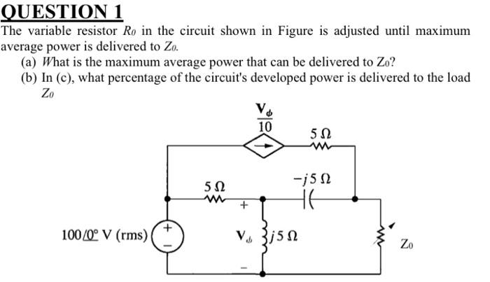 Solved The variable resistor R0 in the circuit shown in | Chegg.com