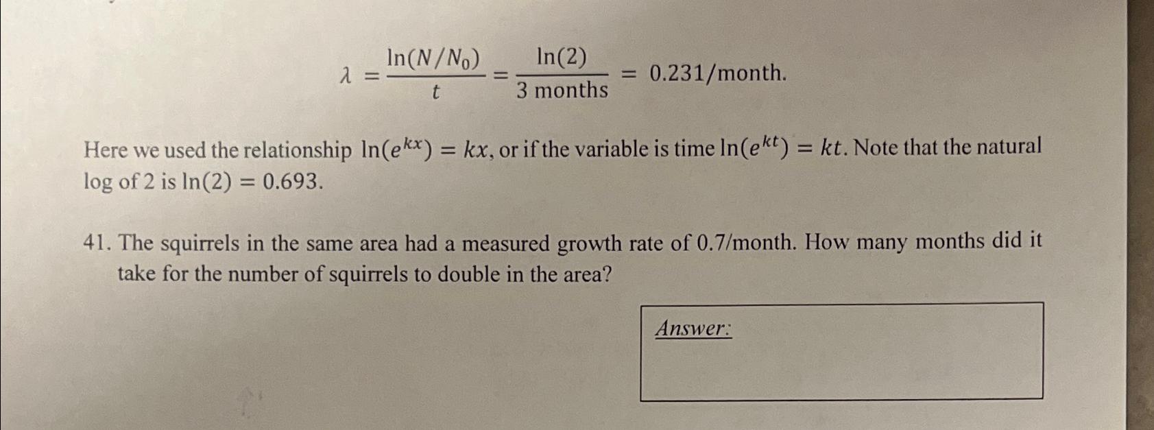 Solved \\\\lambda =(ln((N)/(N_(0))))/(t)=(ln(2))/(3 months | Chegg.com
