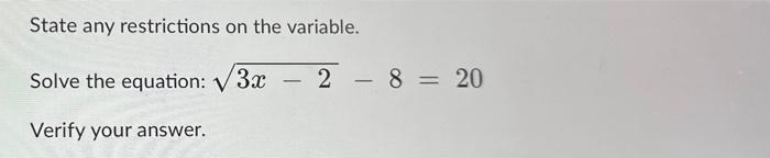 Solved State any restrictions on the variable. Solve the | Chegg.com