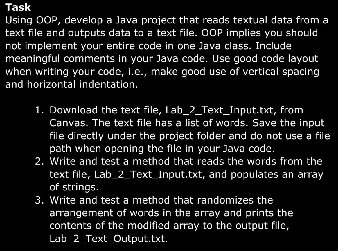 Solved Task Using Oop Develop A Java Project That Reads 0011