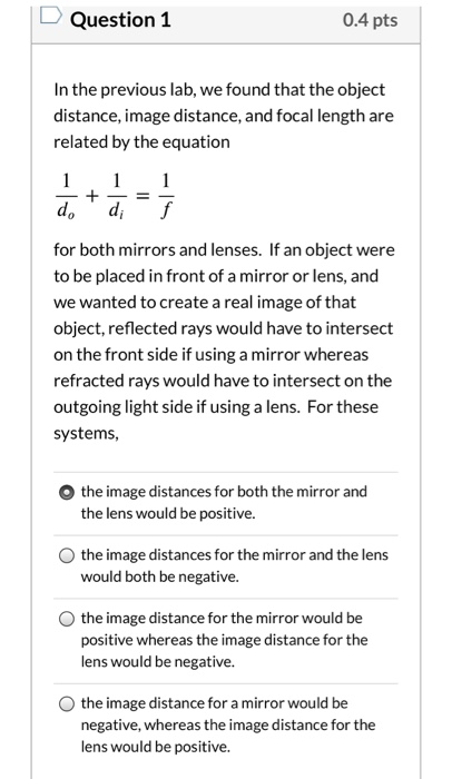 Solved D Question 1 0.4 pts In the previous lab, we found | Chegg.com