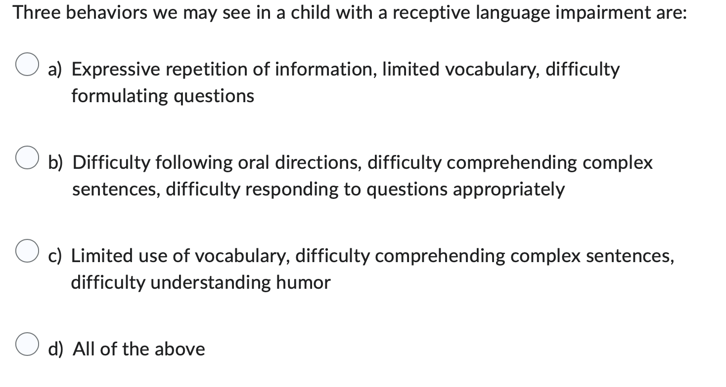 Solved Three behaviors we may see in a child with a | Chegg.com