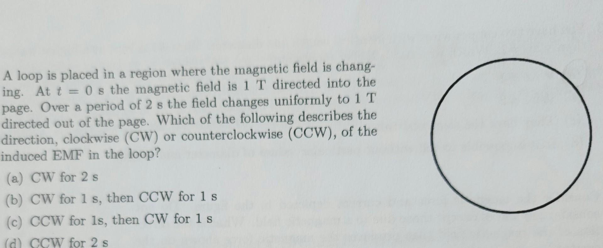 Solved A loop is placed in a region where the magnetic field | Chegg.com