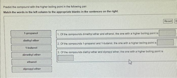 Solved Predict the compound with the higher boiling point in | Chegg.com