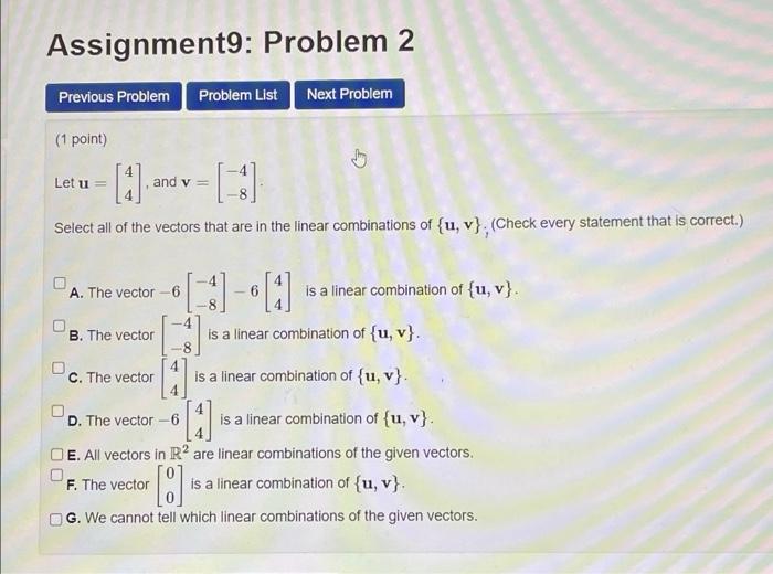 Solved Assignment9 Problem 1 Previous Problem Problem List 