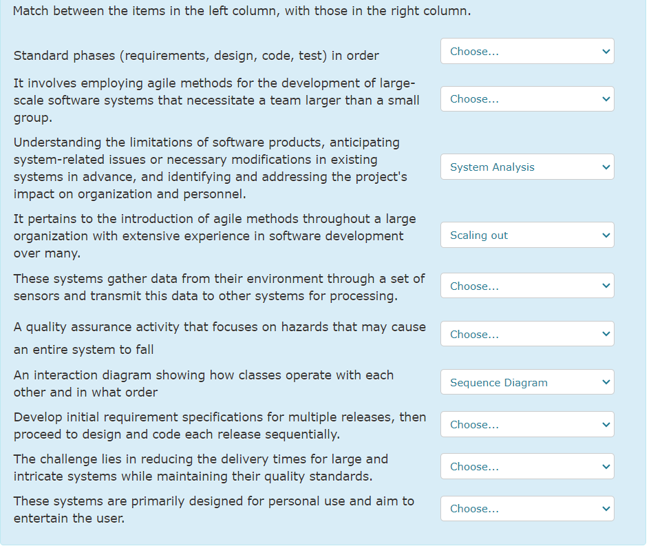 Solved Match between the items in the left column, with | Chegg.com