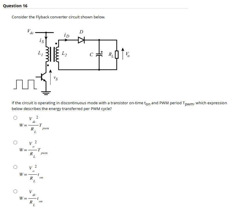 [Solved]: Consider the Flyback converter circuit sQuestion