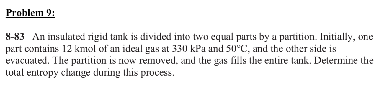 Solved Problem 9:8-83 ﻿An insulated rigid tank is divided | Chegg.com